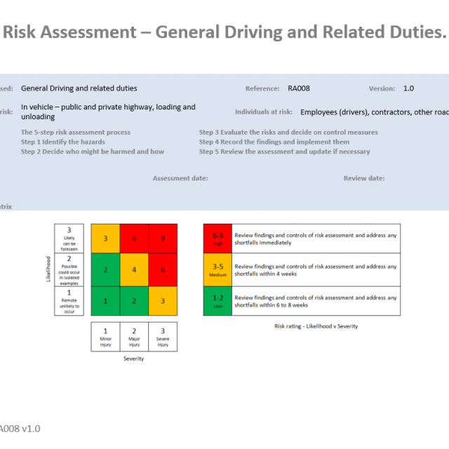 HGV Risk Assessment Document | JCS Store | Falling From Vehicles | FORS ...